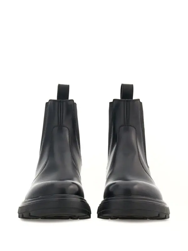 FERRAGAMO Logo Debossed Leather Chelsea Boots
