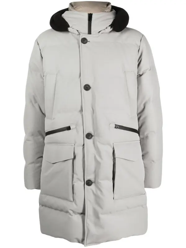 Woolrich Button-fastening Hooded Down Jacket - Neutrals