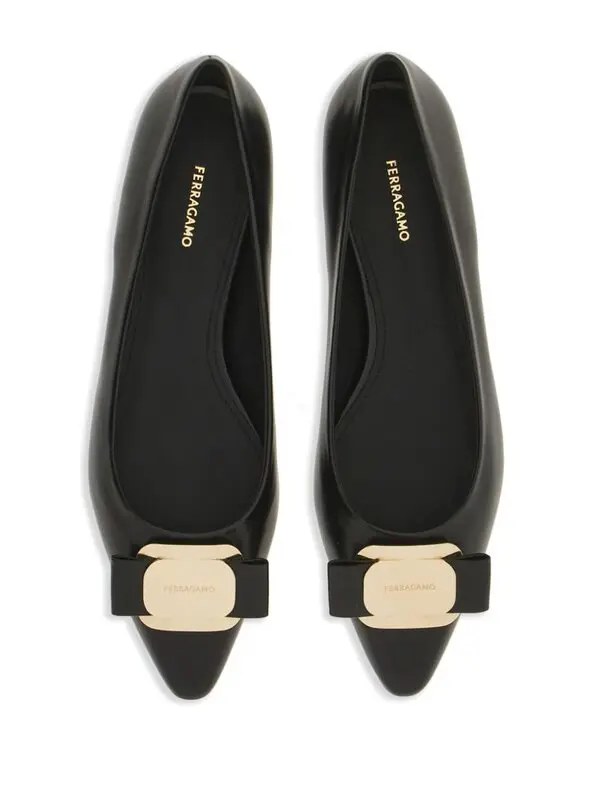 FERRAGAMO Vara Bow Ballerina Shoes - Black
