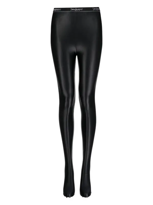 Saint Laurent Logo-jacquard Footed Leggings - Black