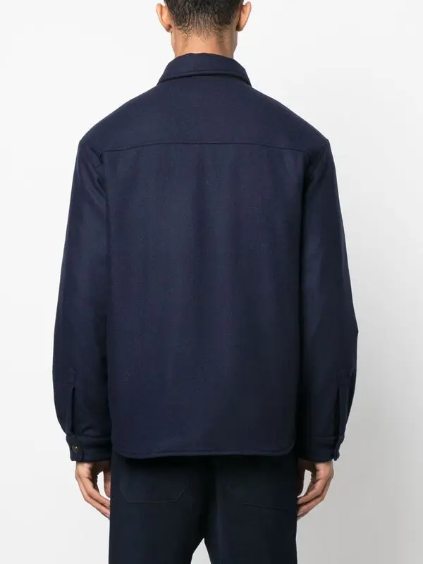 FAY Navy Logo Patch Shirt Jacket - Blue