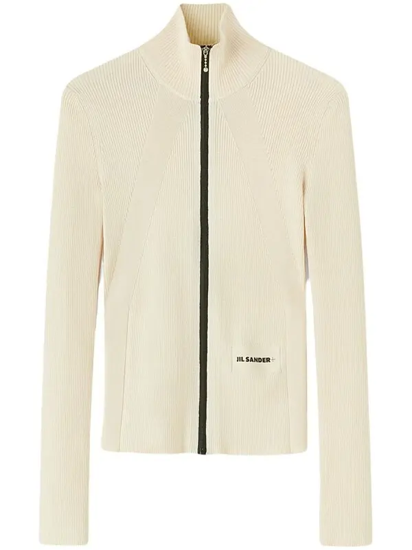 JIL SANDER Logo-embroidered Ribbed-knit Cardigan