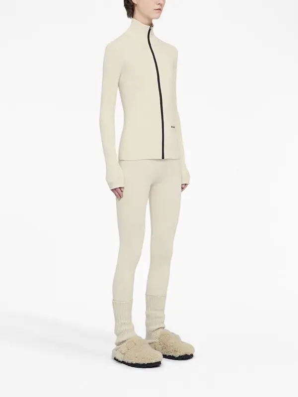 JIL SANDER Logo-embroidered Ribbed-knit Cardigan
