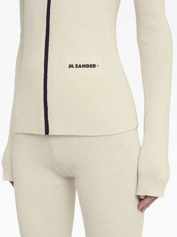 JIL SANDER Logo-embroidered Ribbed-knit Cardigan