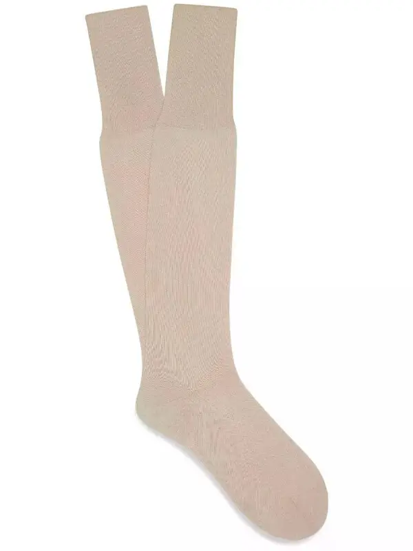 Zegna Triple Stitch Cotton-blend Knee High Socks - Neutrals