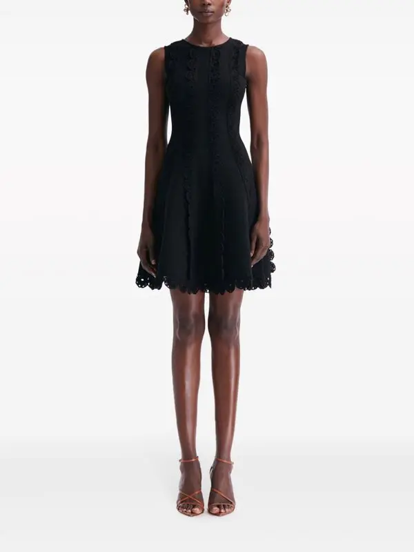 Oscar De La Renta Scalloped Crochet Trim Minidress