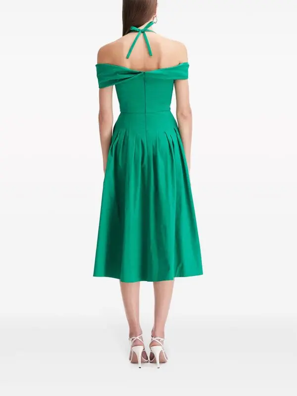 Oscar De La Renta Off-shoulder Halterneck Midi Dress