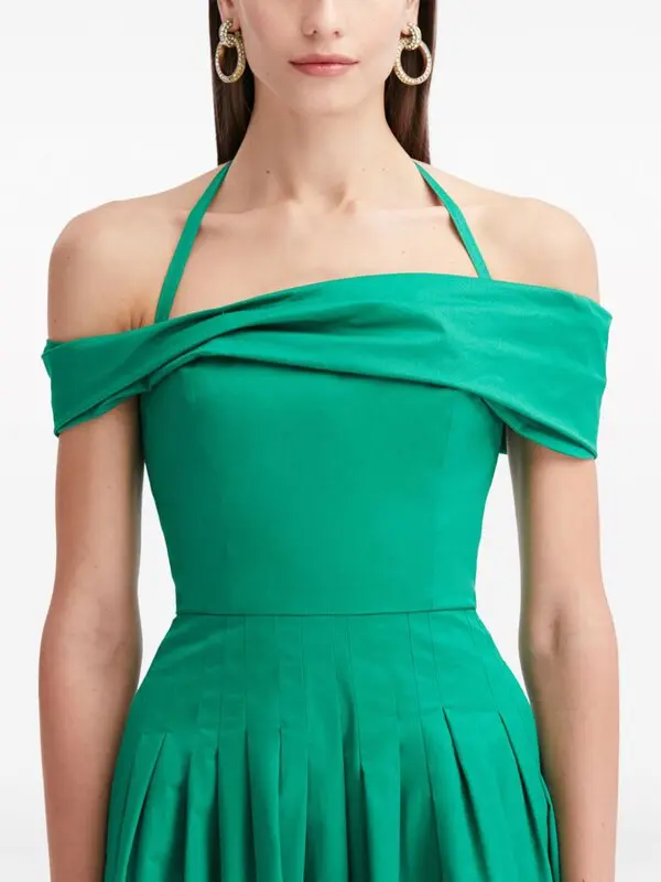Oscar de La Renta Off-shoulder Halterneck Midi Dress - Green