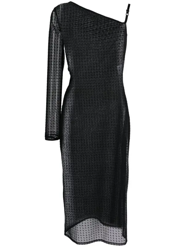COURREGES Asymmetric Semi-sheer Midi Dress