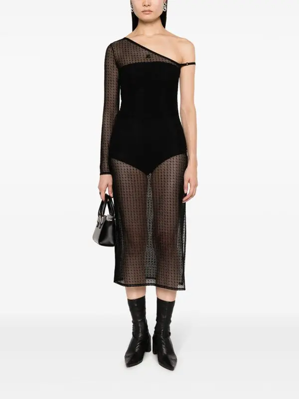 COURREGES Asymmetric Semi-sheer Midi Dress