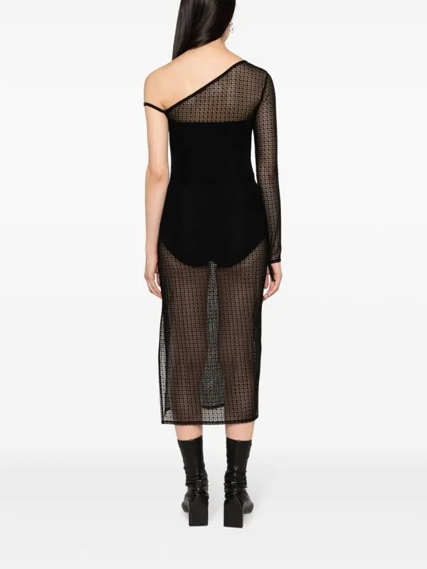 COURREGES Asymmetric Semi-sheer Midi Dress