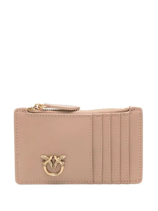 Pinko Love Bird Leather Cardholder - Neutrals