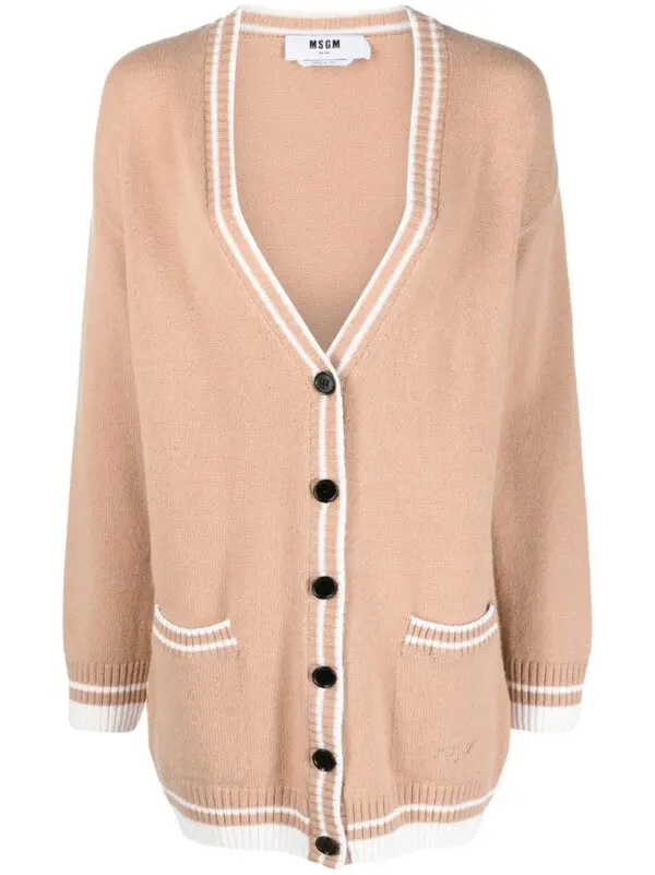 MSGM Contrasting-trim Knit Cardigan