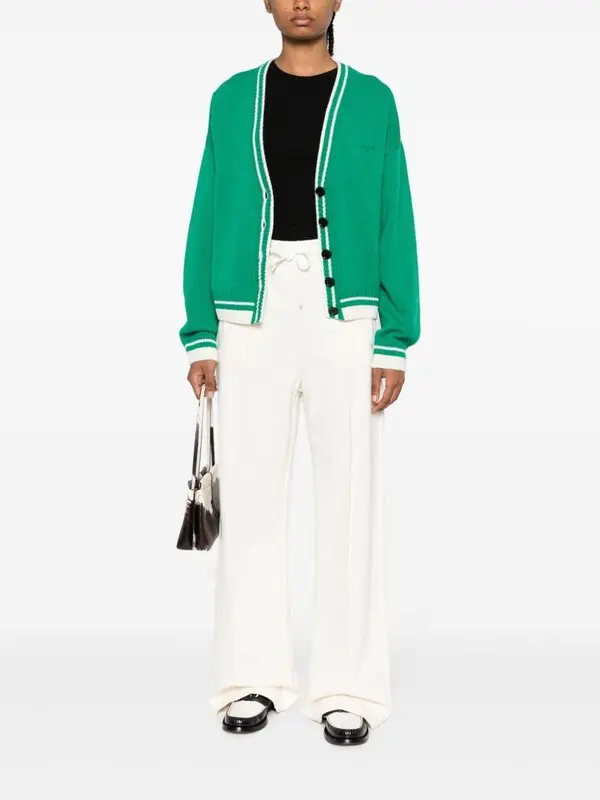MSGM Striped-edge Knitted Cardigan - Green