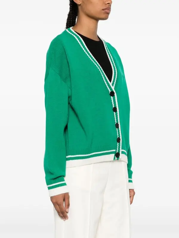 MSGM Striped-edge Knitted Cardigan - Green