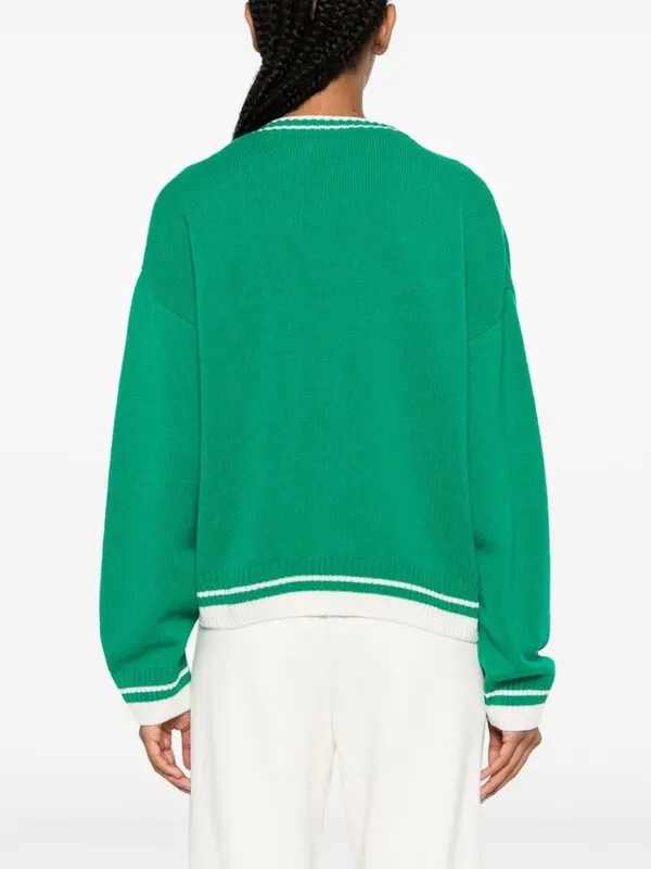 MSGM Striped-edge Knitted Cardigan - Green