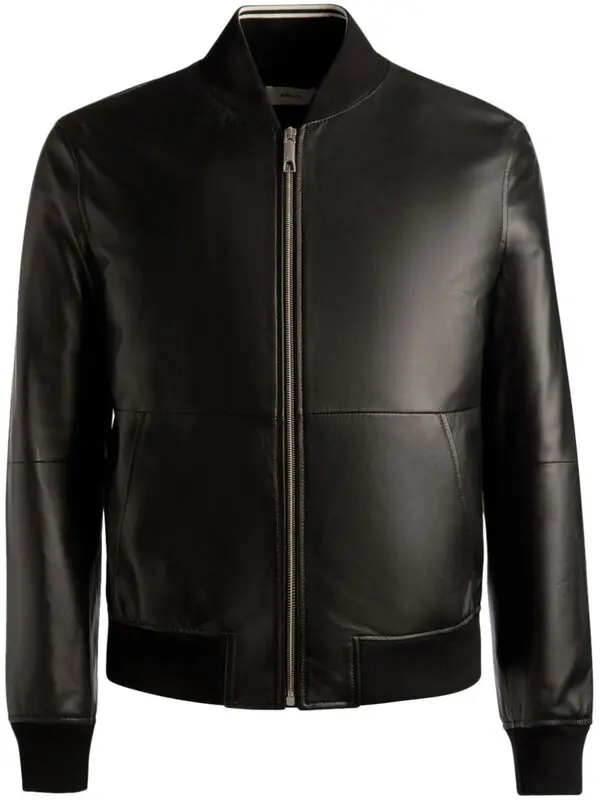 Bally Zip-up Leather Bomber Jacket - Black