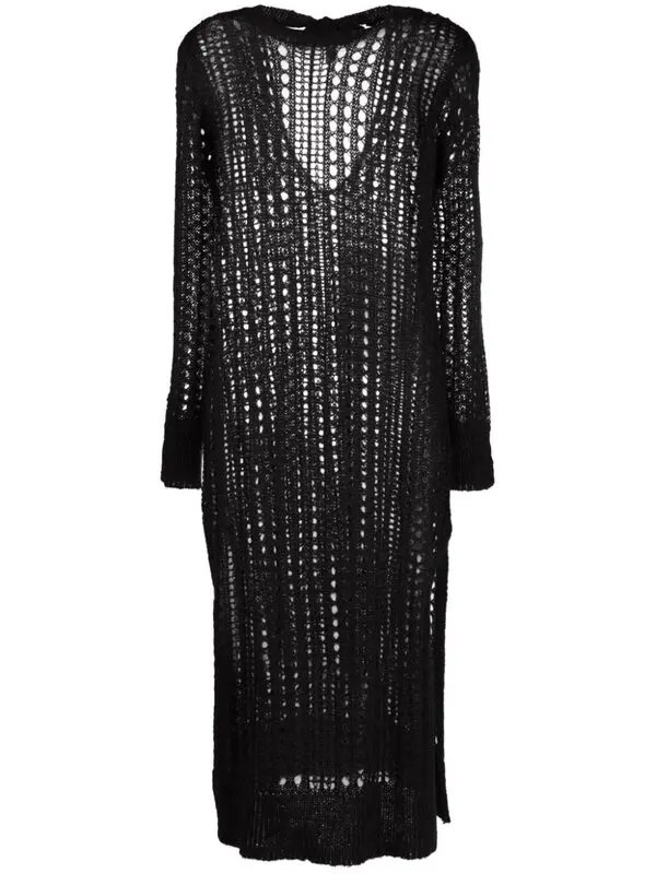 GANNI Open-knit Mohair-blend Dress
