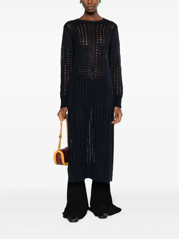 GANNI Open-knit Mohair-blend Dress