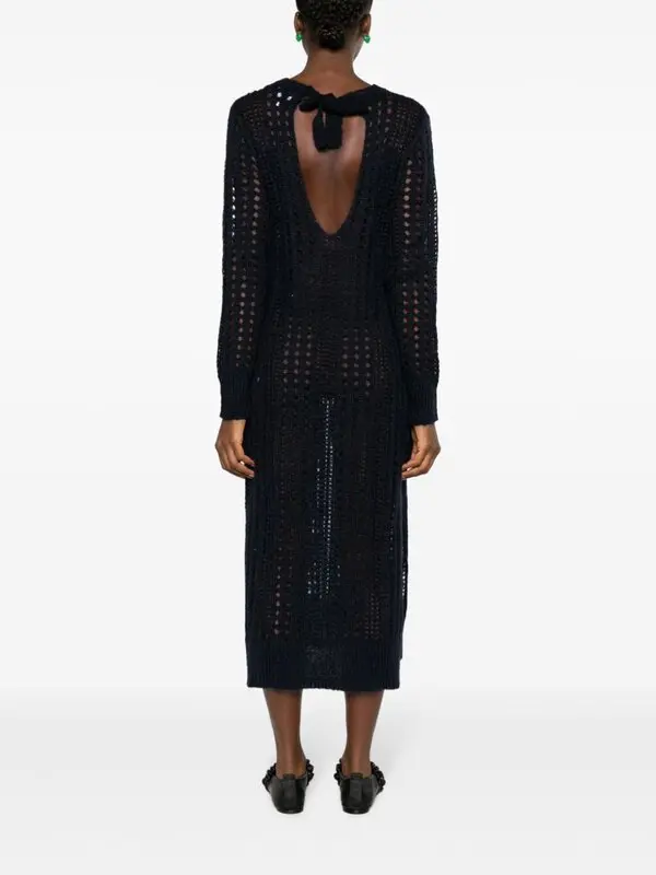 GANNI Open-knit Mohair-blend Dress