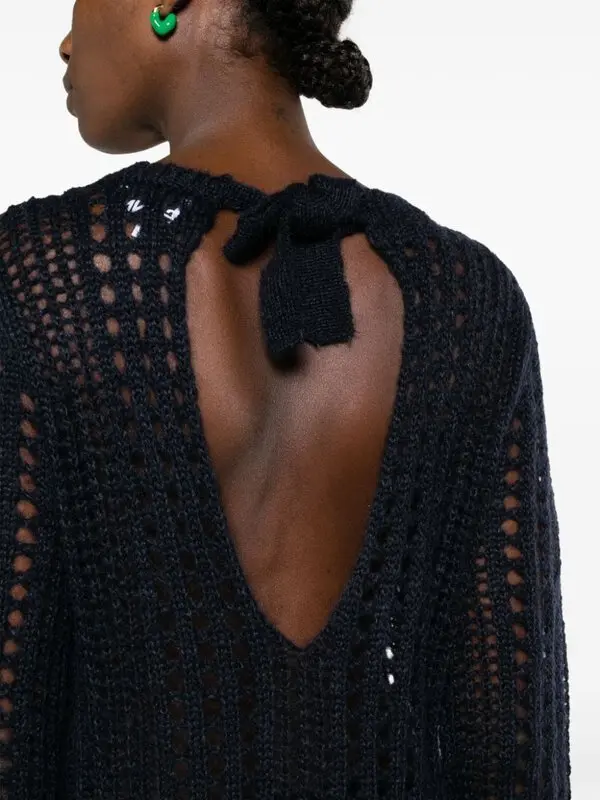GANNI Open-knit Mohair-blend Dress