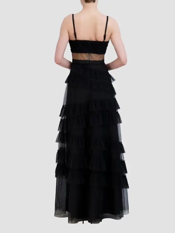 Bcbgmaxazria Corset Tulle Ruffled Gown