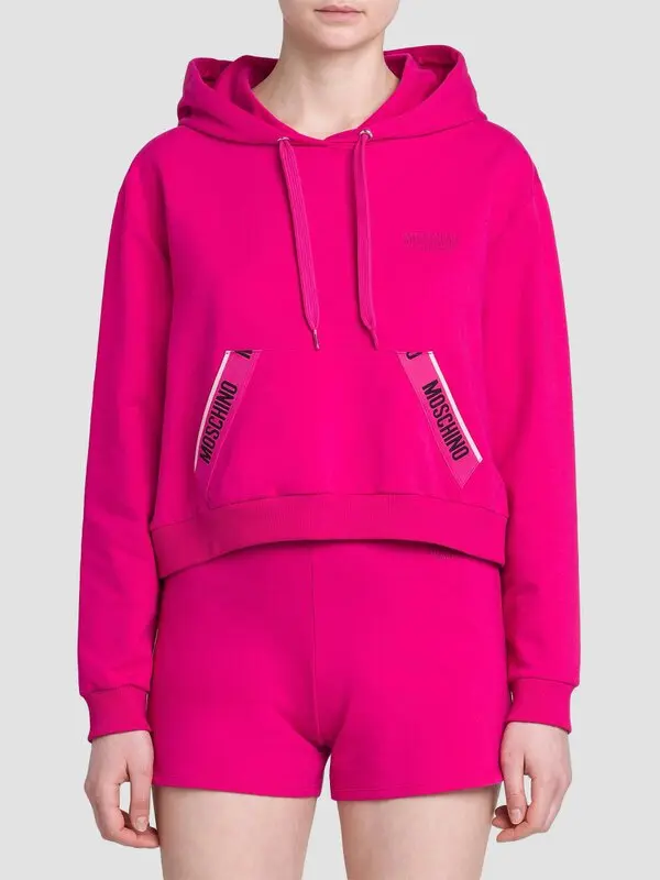 Moschino Stretch-cotton Cropped Hoodie
