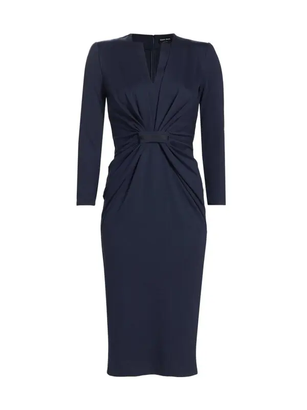 Giorgio Armani Tab-front Jersey Sheath Dress - Navy