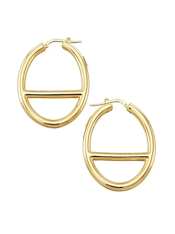 Saks Fifth Avenue Collection 14k Yellow Oval Mariner-link Hoop Earrings - Gold