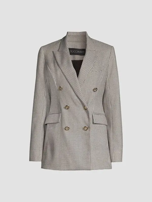 TOCCIN Mia Double-breasted Houndstooth Blazer
