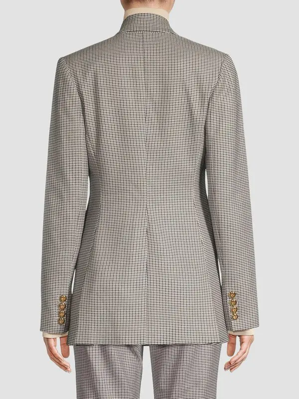 TOCCIN Mia Double-breasted Houndstooth Blazer