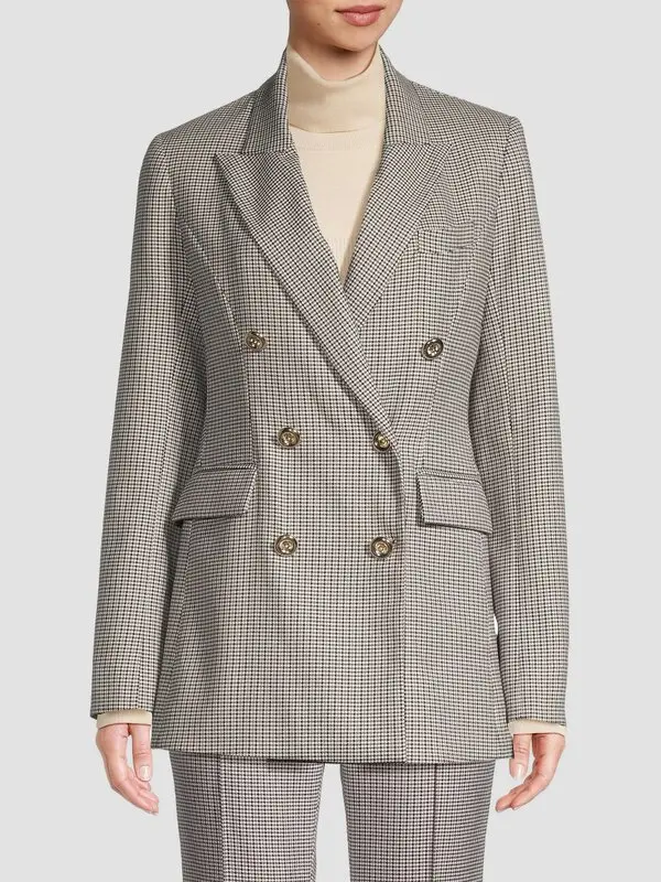 TOCCIN Mia Double-breasted Houndstooth Blazer