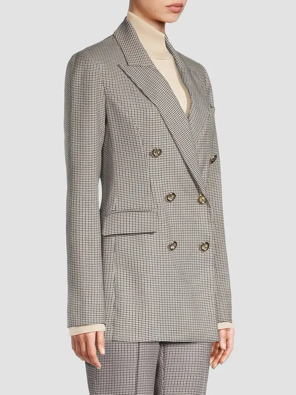 TOCCIN Mia Double-breasted Houndstooth Blazer