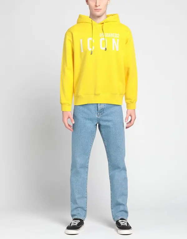 Dsquared2 Cotton And Elastane Hoodie With Print - Yellow