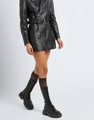 8 BY YOOX Grain Leather High Combat Boots