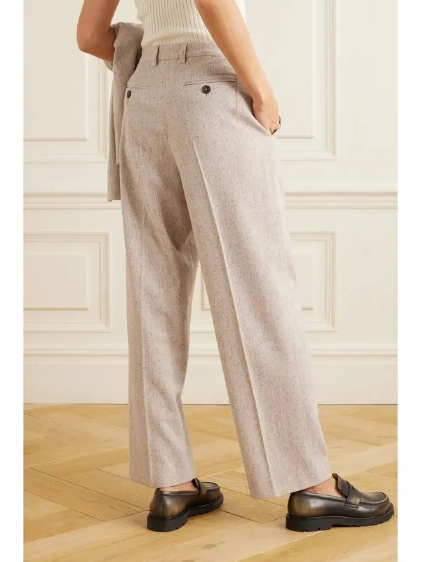 FORTELA Josephine Pleated Wool-blend Straight-leg Pants