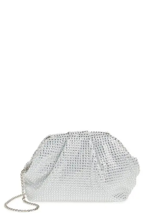 Nina Crystal Frame Satchel - Silver