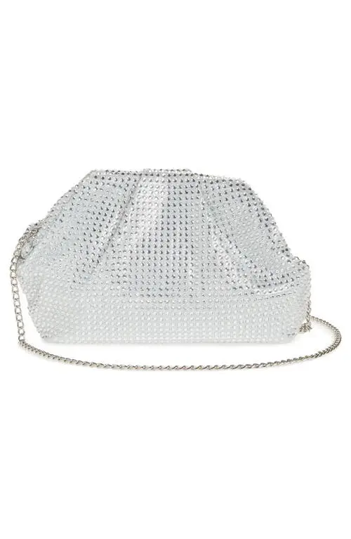 Nina Crystal Frame Satchel - Silver