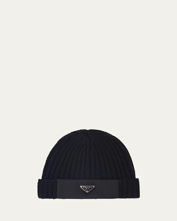 Prada Cable-knit Beanie Hat - Nero