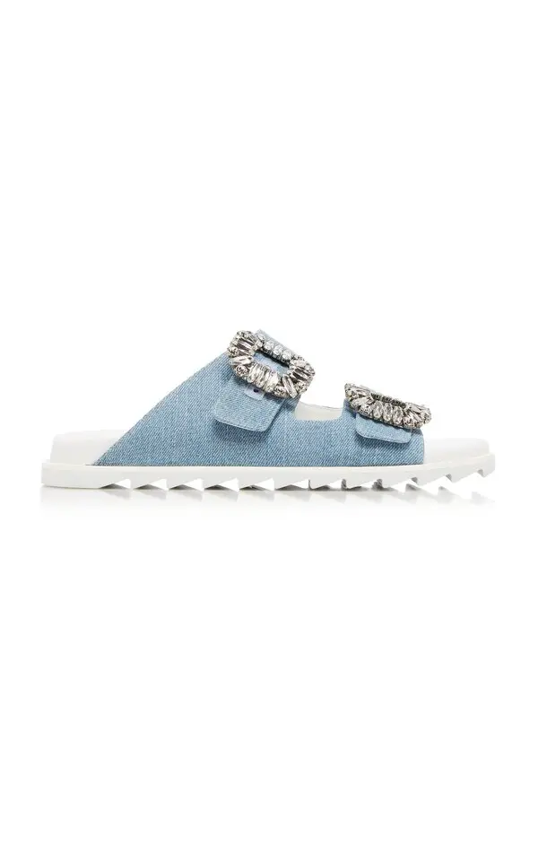 ROGER VIVIER Slidy Viv Denim Sandals - Blue