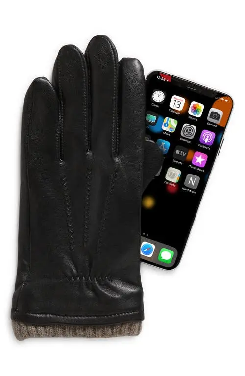 Nordstrom Leather Tech Gloves With Cashmere Cuffs