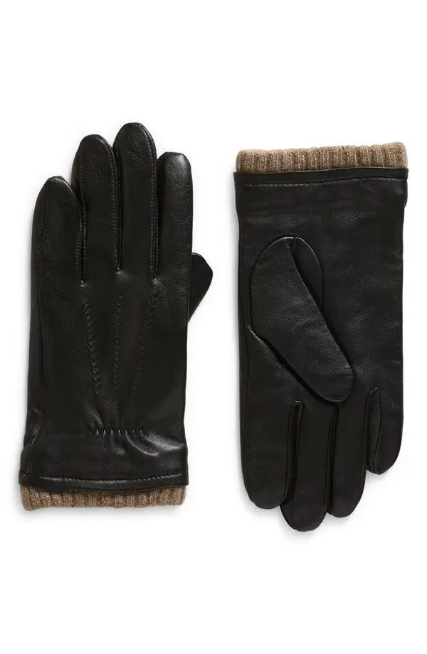 Nordstrom Leather Tech Gloves With Cashmere Cuffs