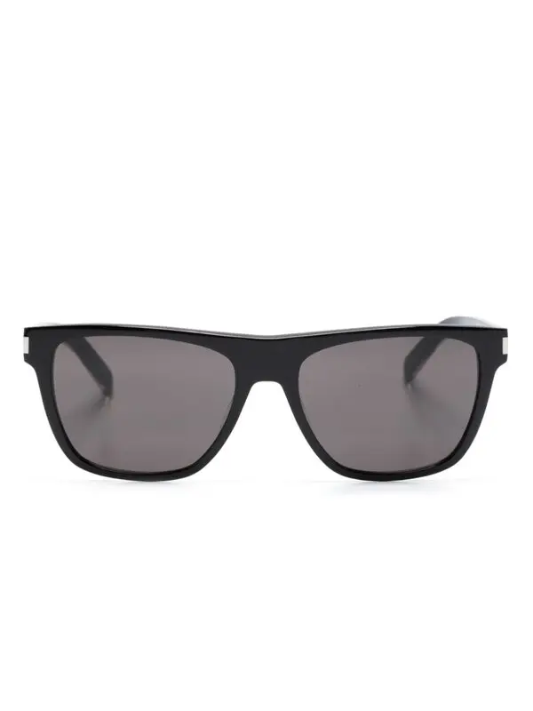 Saint Laurent Logo-engraved Square-frame Sunglasses - Black