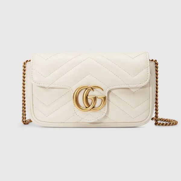 GUCCI キルティング レザー スーパーミニバッグホワイト Gucci Gg Marmont Super Mini Bag - White | Editorialist