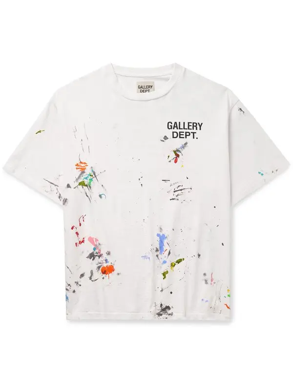 Gallery Dept. Paint-Splattered Logo-Print Cotton-Jersey T-Shirt S