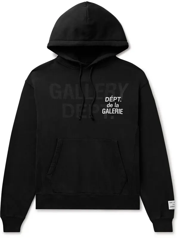 トップス GALLERY DEPT logo hoodie Gallery Dept. Logo-Print Cotton-Jersey Hoodie S - Black | Editorialist