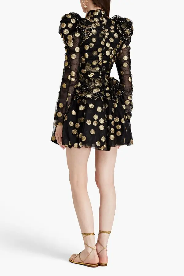 Zimmermann Ruffled Glittered Tulle Mini Dress
