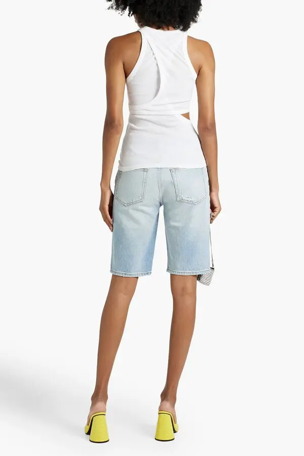 DION LEE Layered Cutout Ribbed Cotton-blend Jersey Tank