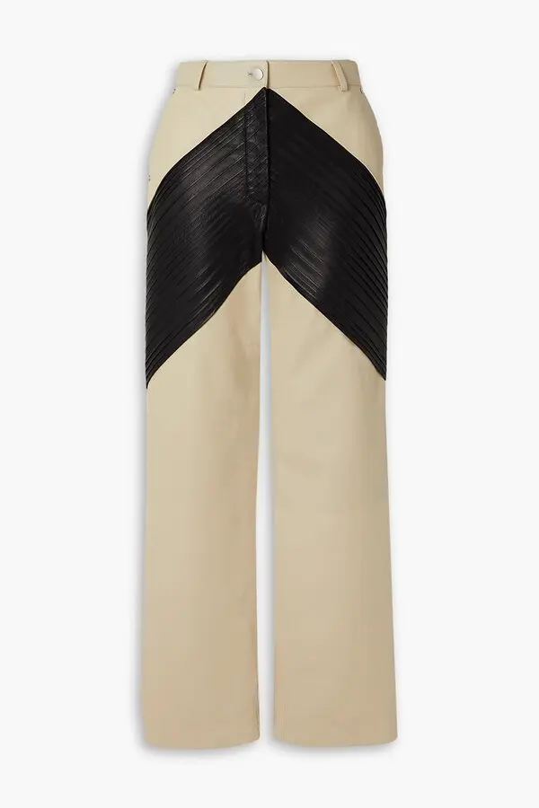 PETER DO Pintucked Leather Straight-leg Trousers