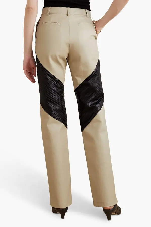 PETER DO Pintucked Leather Straight-leg Trousers